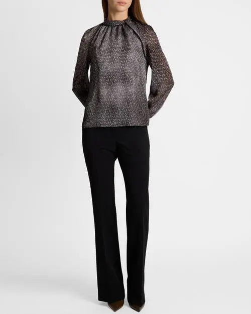 Santorelli Dakota Mock Neck Printed Blouse