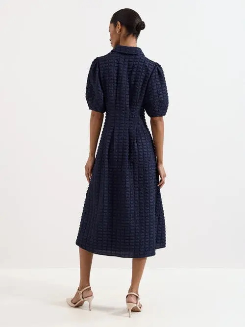 PHASE EIGHT Yasmine Textured Puff Sleeve Midi Dress