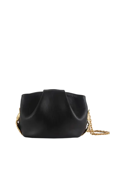 ESTHERA Leather Crab Clutch - Black
