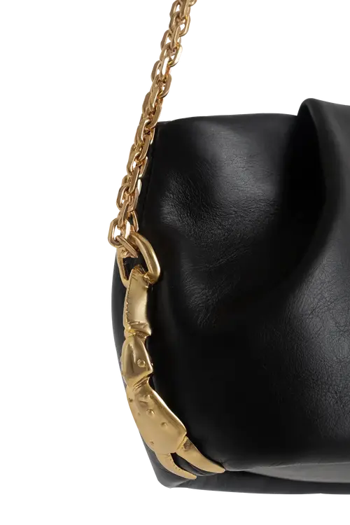 ESTHERA Leather Crab Clutch - Black