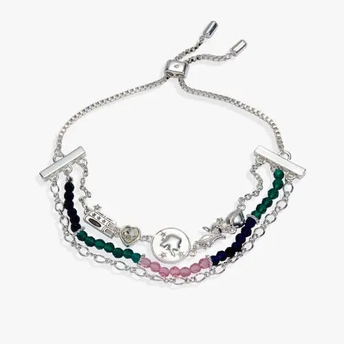 ALEX AND ANI American Girl® Addy 3 Row Bolo Bracelet - Silver