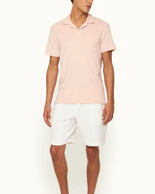 Orlebar Brown Terry Towelling Tailored Fit Towelling Polo Shirt - Pink Sand