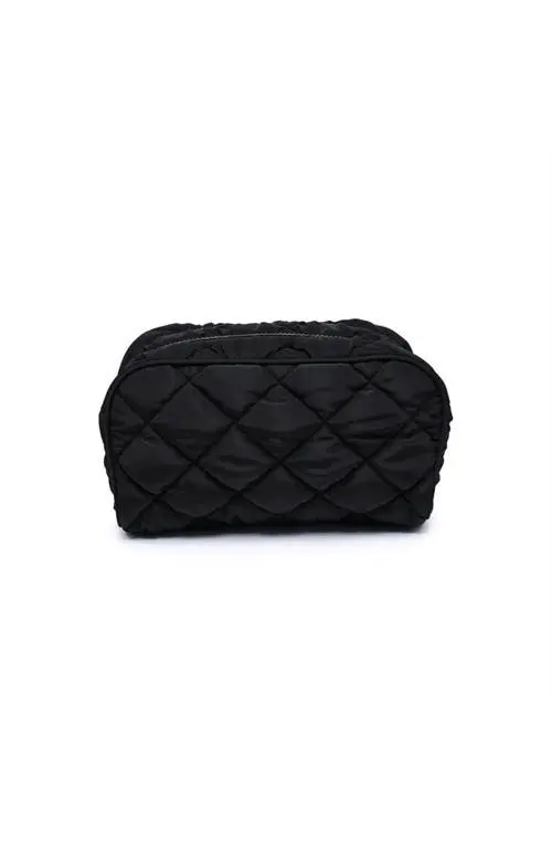 URBAN ESSENTIALS Quilted Puffer Cosmetic Pouch - Black