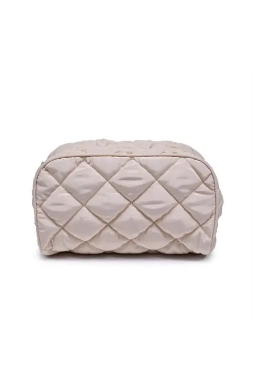 URBAN ESSENTIALS Daily Duo- Quited Puffer Cosmetic & Travel Organizer Pouch - Cream