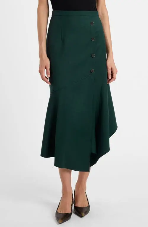 Santorelli Bristol Asymmetric Midi Skirt In Soft Crepe