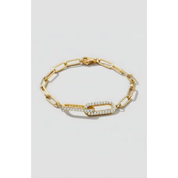 MINT & LILY Pave Paperclip Chain Bracelet - Gold