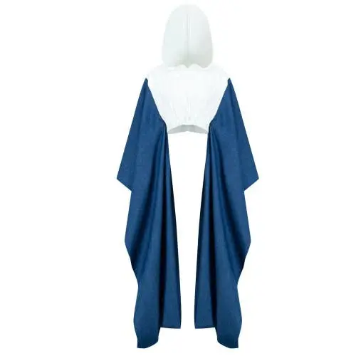 UCHÈ Denim Agbada Sleeves Cropped Hoodie - White/blue