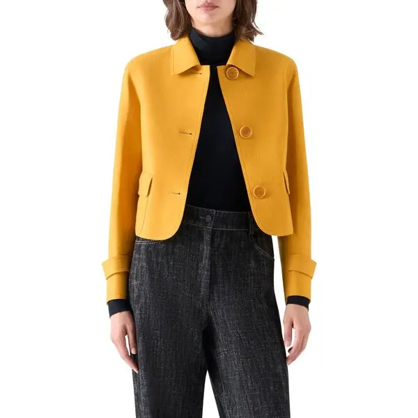 Akris Wool Blend Boxy Jacket - Saffron