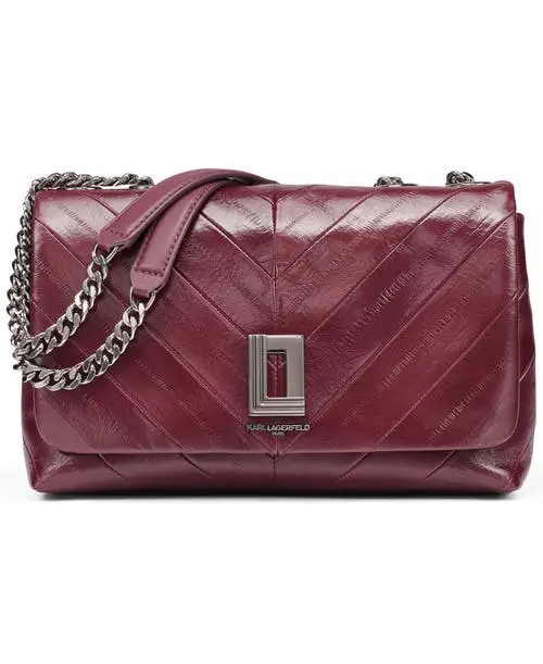 Karl Lagerfeld Paris Lafayette Chevron Shoulder Bag - Cherry Plum
