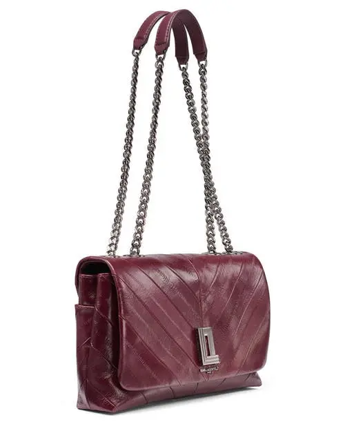 Karl Lagerfeld Paris Lafayette Chevron Shoulder Bag - Cherry Plum