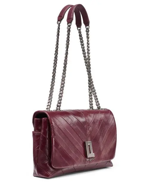 Karl Lagerfeld Paris Lafayette Chevron Shoulder Bag - Cherry Plum