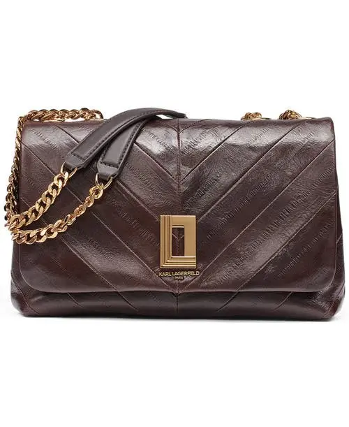 Karl Lagerfeld Paris Lafayette Chevron Shoulder Bag - Fudge