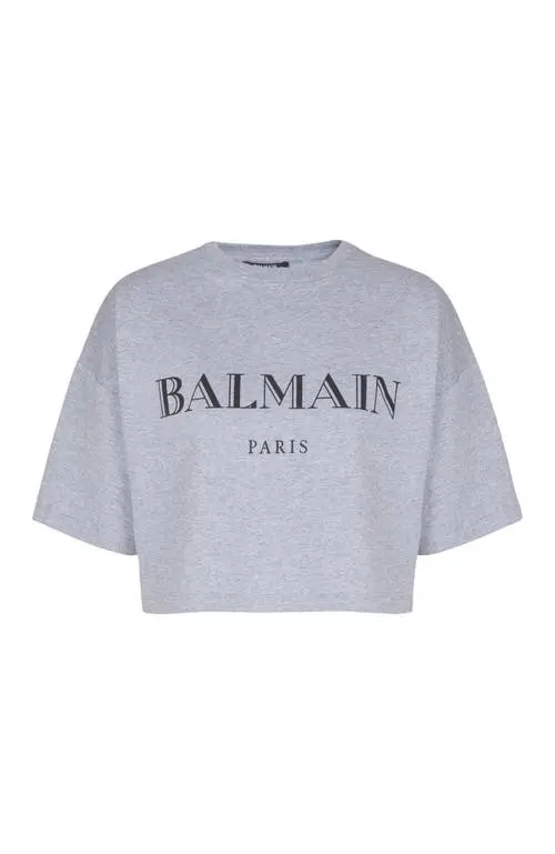Balmain Boxy Cropped T-shirt With Print