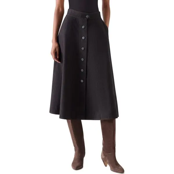 Akris Flared Denim Midi Skirt - Espresso