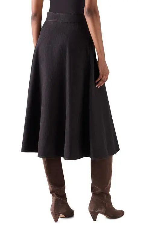 Akris Flared Denim Midi Skirt
