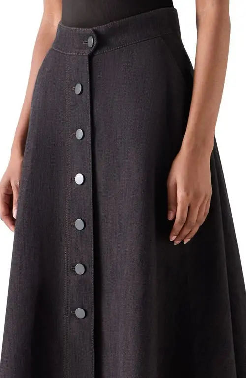 Akris Flared Denim Midi Skirt
