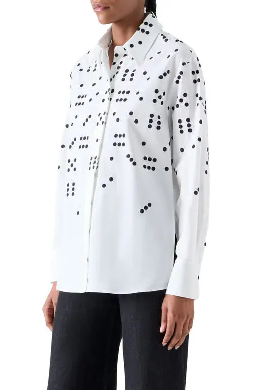 Akris Dice Print Cotton Poplin Shirt