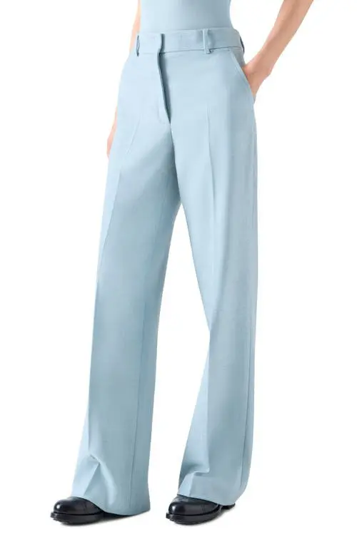 Akris Straight Leg Wool Blend Flannel Pants