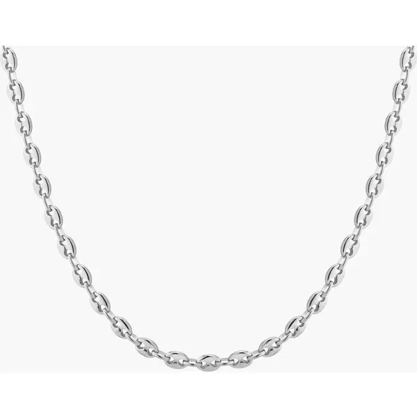 AURATE Puffed Mariner Chain Necklace - White
