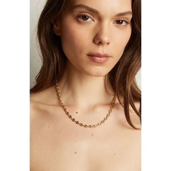 AURATE Puffed Mariner Chain Necklace - Yellow