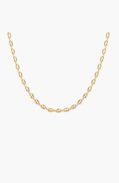 AURATE Puffed Mariner Chain Necklace - Yellow