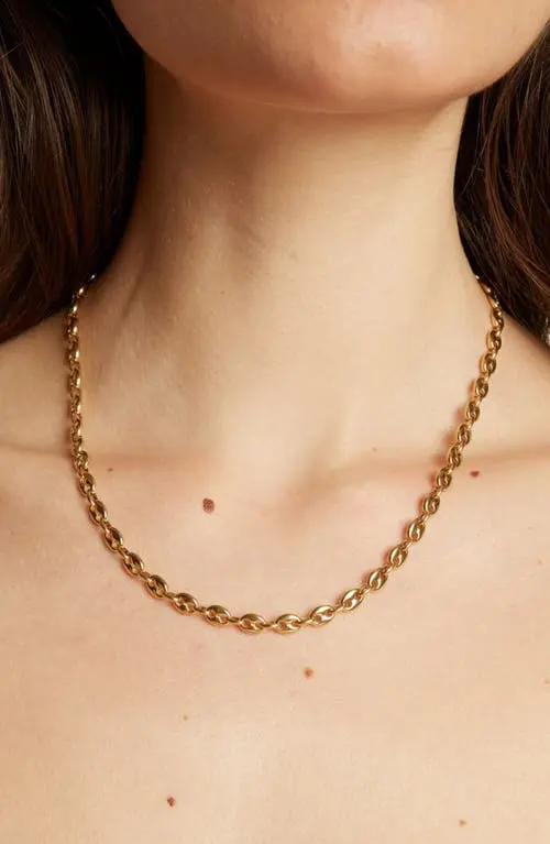 AURATE Puffed Mariner Chain Necklace - Yellow