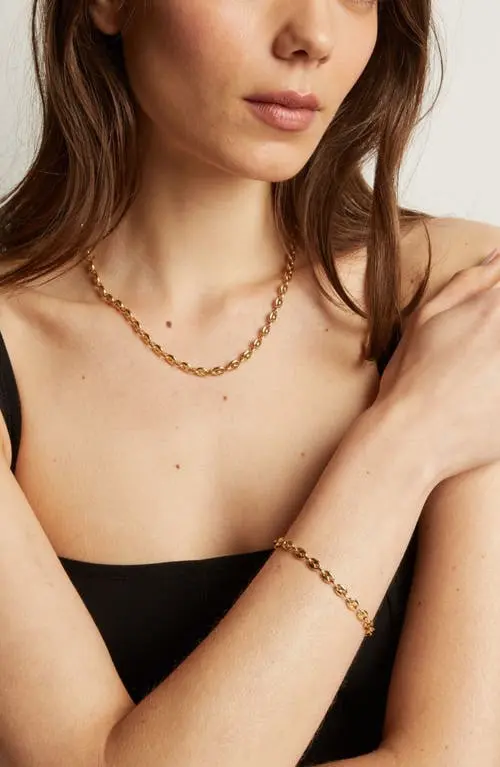 AURATE Puffed Mariner Chain Necklace - Yellow