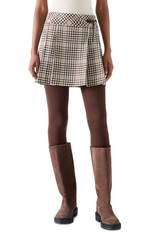 Akris Tweed Check Wool Blend Kilt Skirt - Winter White-copper