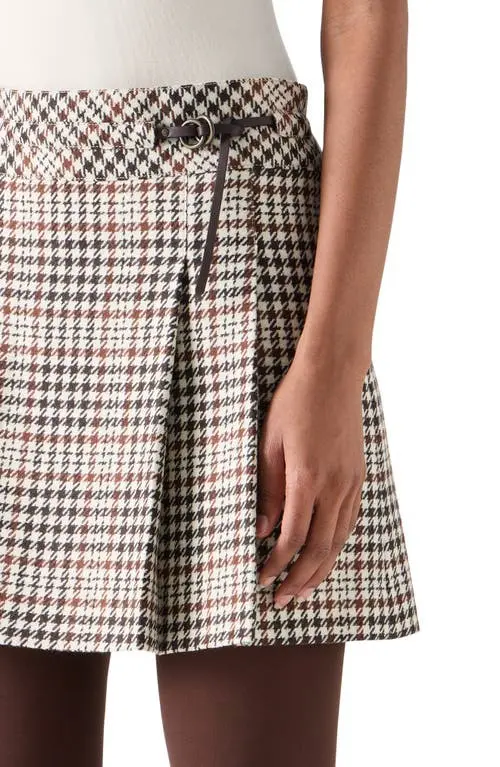 Akris Tweed Check Wool Blend Kilt Skirt
