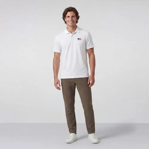 JACK ARCHER Usa Flag Clubhouse Pique Polo - True White