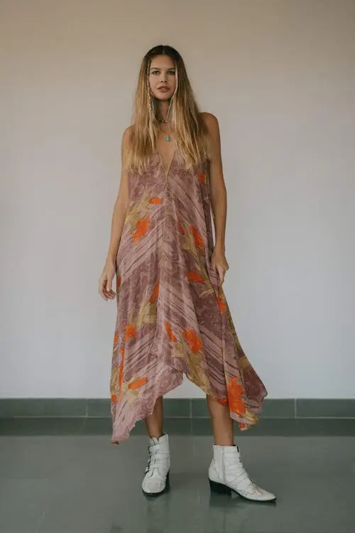 SUN CHILD Classic Silk Dress Quinn