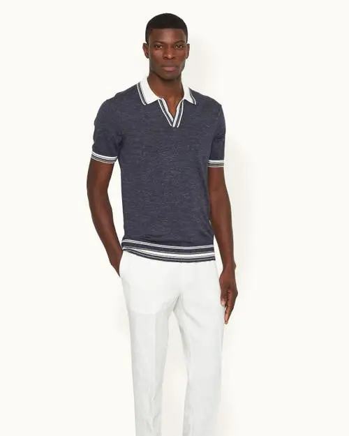 Orlebar Brown Horton Tipping Tailored-fit Polo Shirt - Night Iris/white Sand