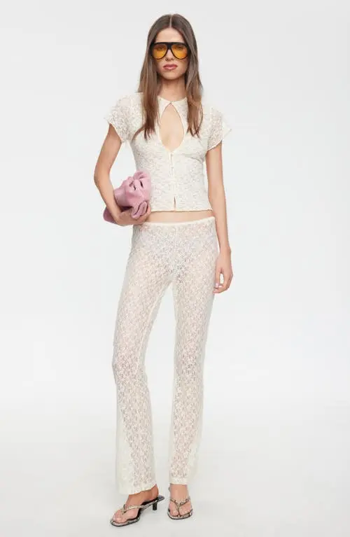 Lioness Love Letters Lace Keyhole Top - Lemon