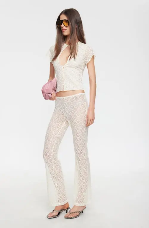 Lioness Love Letters Lace Keyhole Top - Lemon