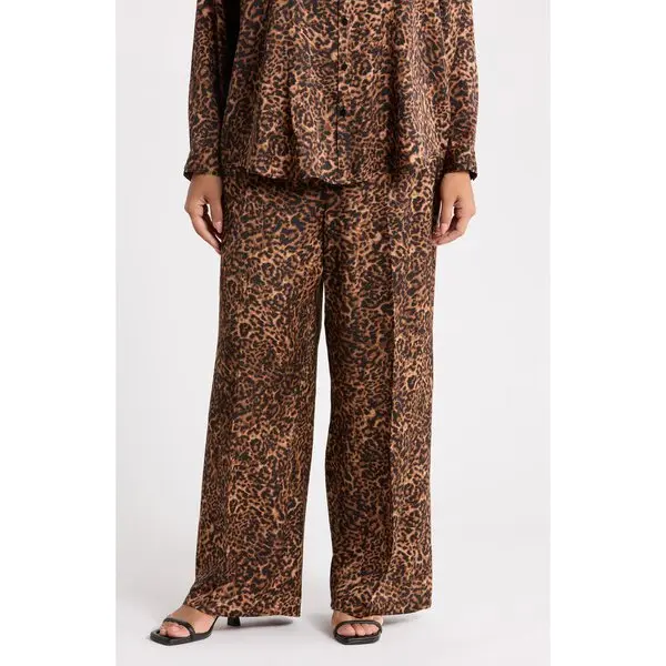 TAHARI ASL Leopard Print Wide Leg Pants