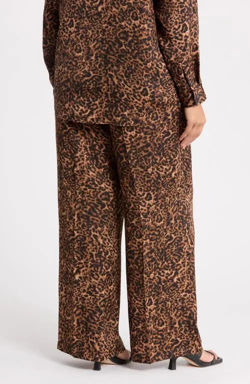 TAHARI ASL Leopard Print Wide Leg Pants