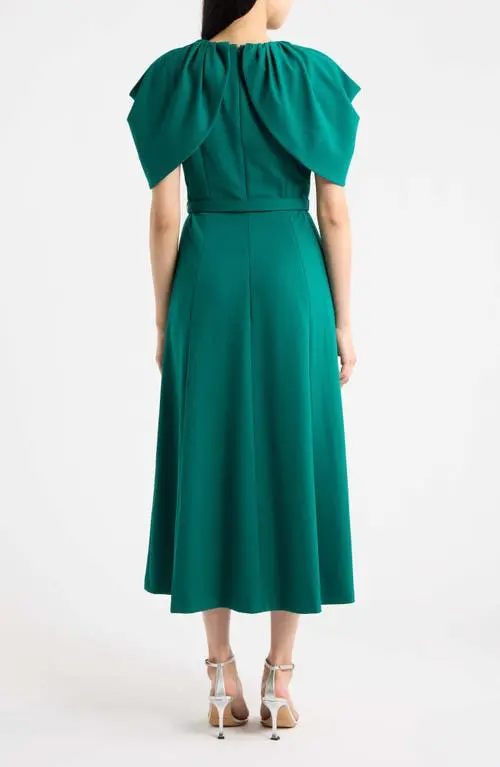 Anne Klein Midi Dress With Capelet And Lion Head Buckle Belt
