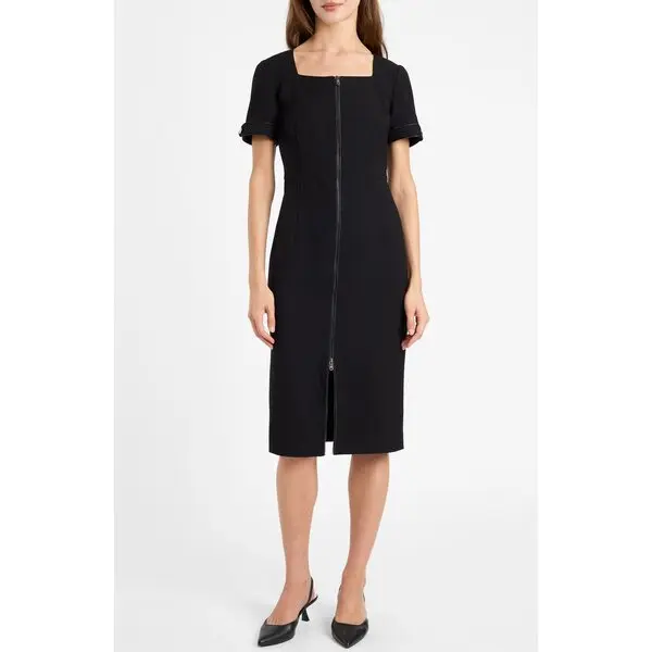 Santorelli Bri Midi Dress In Soft Stretch Crepe - Onyx