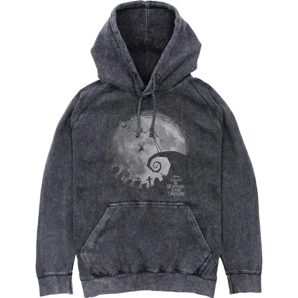 THE NIGHTMARE BEFORE CHRISTMAS And White Moon Scene Lightweight Hoodie - Black