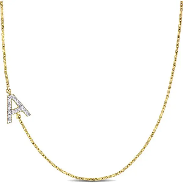 JULIANNA B. Dimond Initil Necklce 14k Yellow Gold T - A