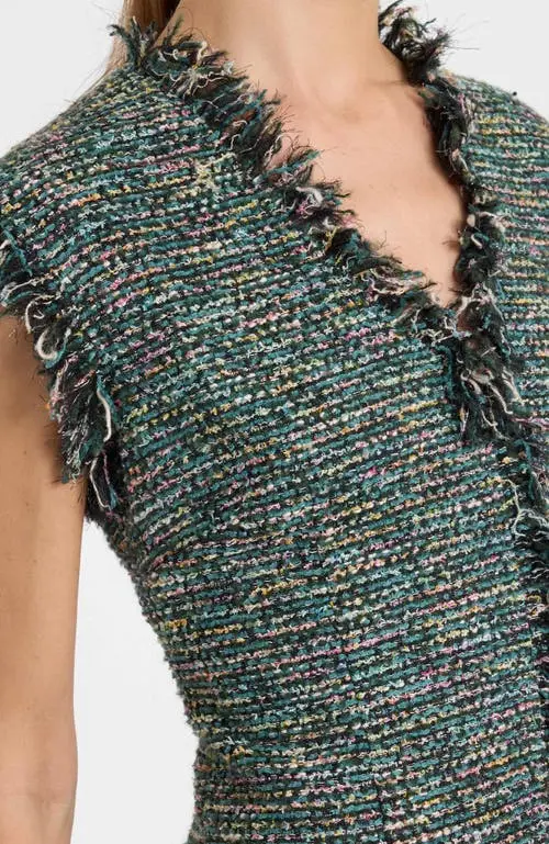 Santorelli Tuscany Cap Sleeve Dress In Luxury Tweed