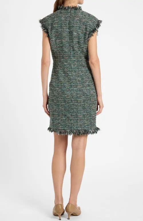 Santorelli Tuscany Cap Sleeve Dress In Luxury Tweed