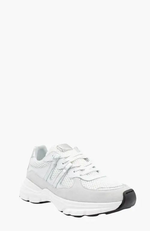 CAVALINHO Roadway Leather And Suede Sneakers With Shiny Stripe Details - White/grey/silver