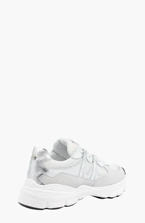 CAVALINHO Roadway Leather And Suede Sneakers With Shiny Stripe Details - White/grey/silver