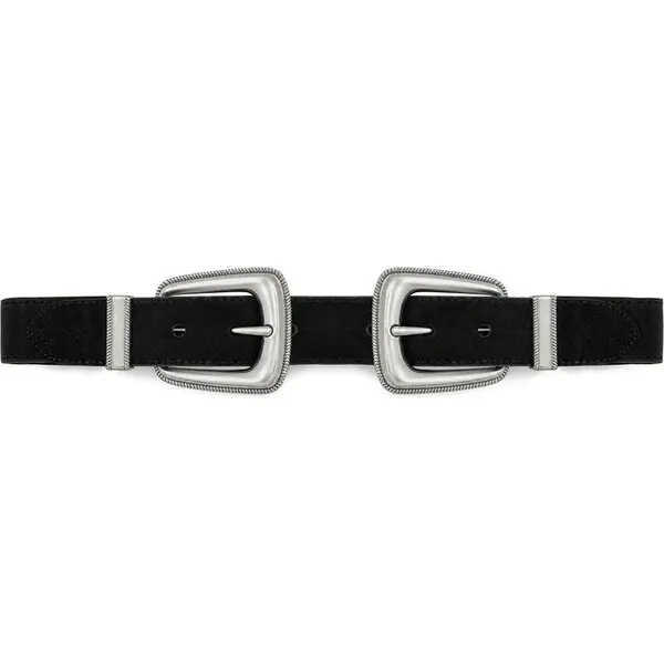 Veronica Beard Suede Double Buckle Belt - Black