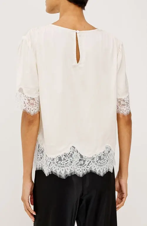 Rails Sonora Lace Trim Short Sleeve Top