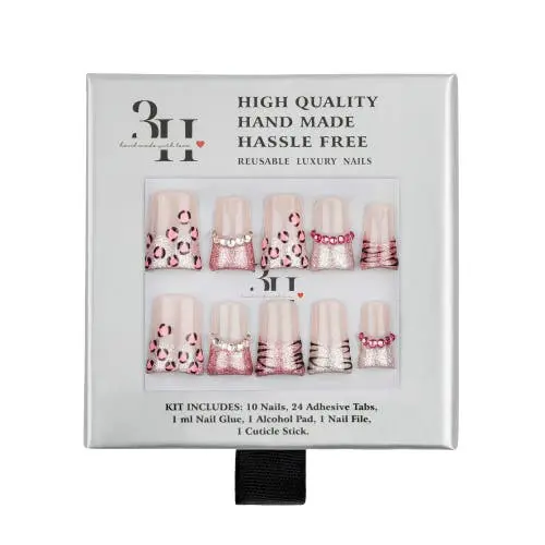 3H NAILS Y2k Duck Diva Flare Press-on Nails Glitter Leopard