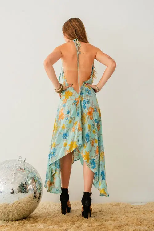 SUN CHILD Mabel Halterneck Maxi Dress