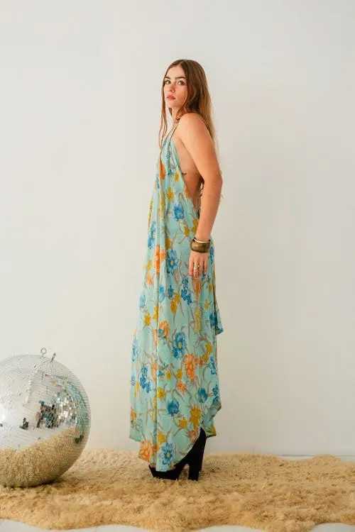 SUN CHILD Mabel Halterneck Maxi Dress