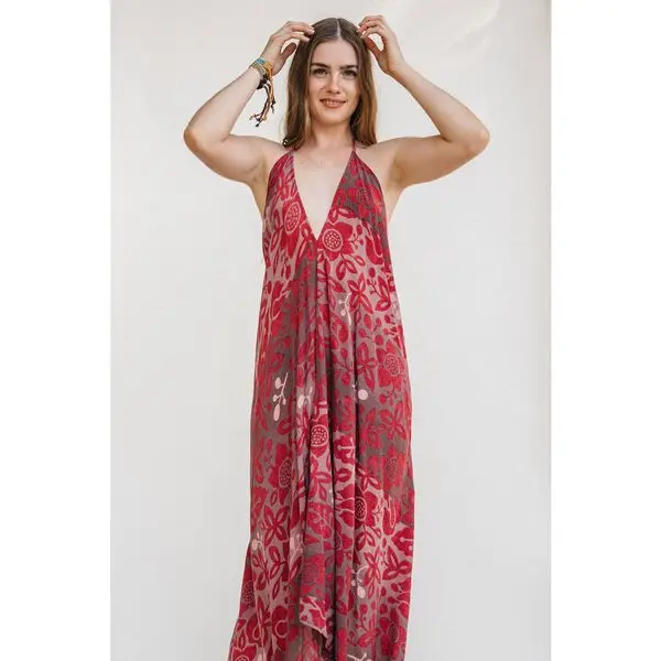 SUN CHILD Classic Silk Maxi Dress